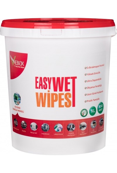 Vebox Easy Wet Wipes Hijyenik Islak Kova Mendil 300'LÜ Vebox Easy Wet Wipes Hijyenik Islak Kova Mendil 300'LÜ