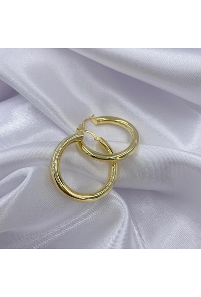 Amon Jewelry 925 Ayar Gümüş Gold Düz L Halka Küpe