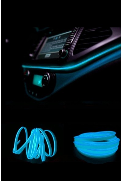 BTM Otomotiv Araç Içi Neon Ledi Ip LED Torpido Ledi 2 Metre Buz Mavi