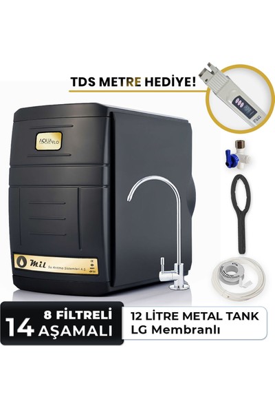Aquaflo Black 14 Aşamalı Lg Membranlı 12 Lt Metal Tanklı Su Arıtma Cihazı (SKNP14-M-L) Aquaflo Black 14 Aşamalı Lg Membranlı 12 Lt Metal Tanklı Su Arıtma Cihazı (SKNP14-M-L)