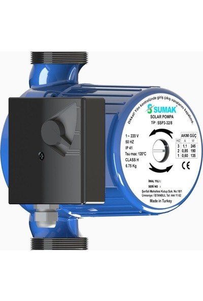 Sumak Ssp3-25/4 Sir. Pompası 130 mm - 1'' - 220 V Sumak Ssp3-25/4 Sir. Pompası 130 mm - 1'' - 220 V