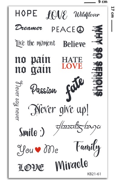 BP Tattoo Karışık Yazılı Geçici Dövme