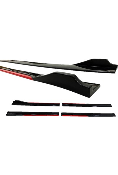 Bullcar Universal Kulaklı Yan Marşpiyel Siyah Kırmızı Şeritli Bullcar Universal Kulaklı Yan Marşpiyel Siyah Kırmızı Şeritli