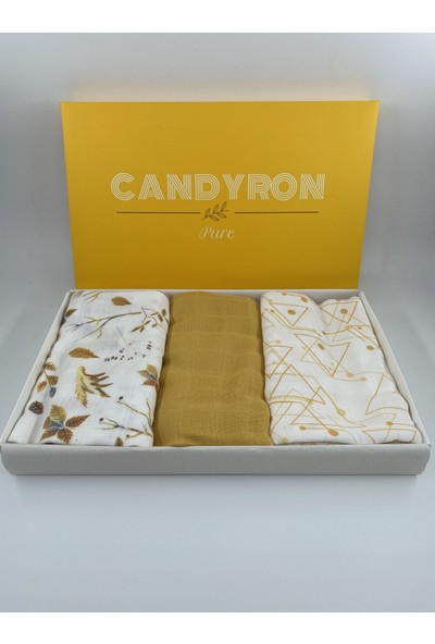 Candyron Müslin Örtü Seti - 3 Adet - Sarı Candyron Müslin Örtü Seti - 3 Adet - Sarı