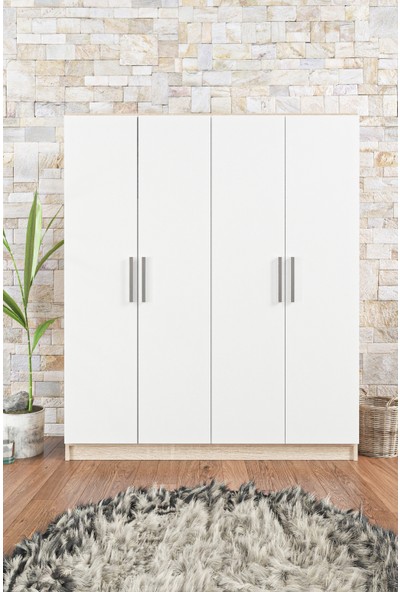 Aeka AE1059 Milano Beyaz 4 Kapaklı Gardırop 11 Raflı 2 Askılıklı Aeka AE1059 Milano Beyaz 4 Kapaklı Gardırop 11 Raflı 2 Askılıklı