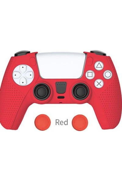 İstoc Trend Sony Dobe Playstation 5 Slikon Koruyucu Set Kırmızı, Ps5 Slikon Kılıf ve Analog Koruyucu