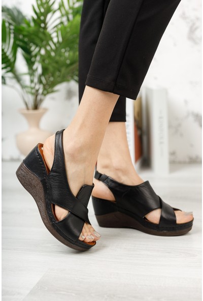 Sabine Hakiki Deri Dolgu Topuk Kadın Ayakkabı Sandalet Sabine Hakiki Deri Dolgu Topuk Kadın Ayakkabı Sandalet