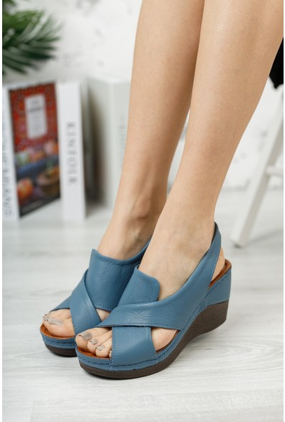 Sabine Hakiki Deri Dolgu Topuk Kadın Ayakkabı Sandalet Sabine Hakiki Deri Dolgu Topuk Kadın Ayakkabı Sandalet