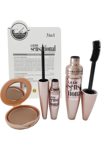 Cosmetichane 3lü Set (Maskara + Likit + Kaş Farı) No:02