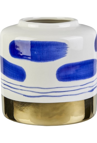 Karaca Barcelona Vazo Gold Mavi 7X17X12 cm