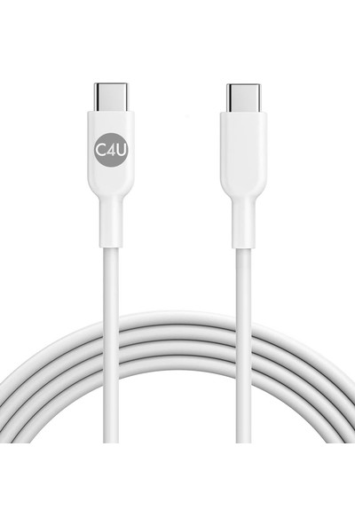 C4U Type-C to Type-C PD 60W Data ve Şarj Kablosu 1 metre - Beyaz