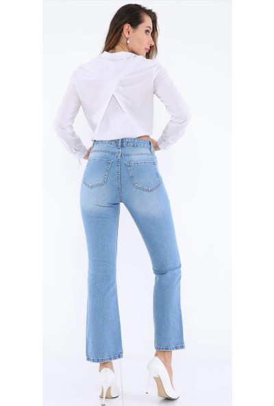 Rich Star Yarım Ispanyol Yırtıklı Kot Pantolon