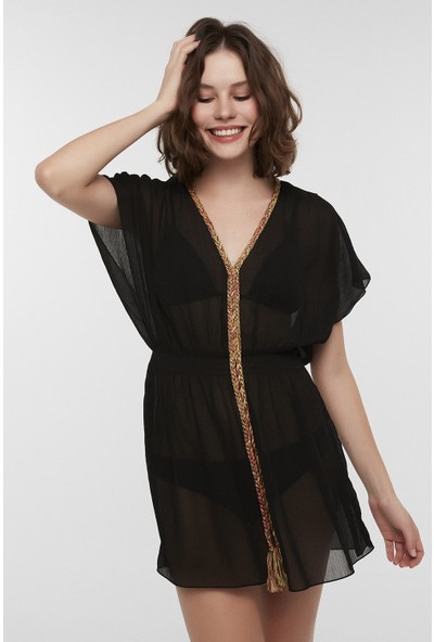 Penti Siyah Braided Kaftan