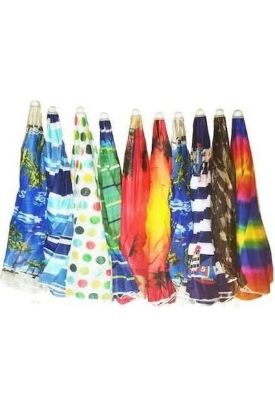 Asfar Plaj Şemsiyesi - Baskılı Desenli Plaj Bahçe Teras Piknik Şemsiyesi