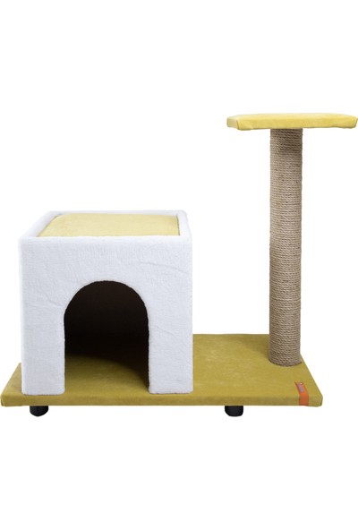 Pugalo Tırmalama Yataklı Kedi Küçük Kedi Evi Hardal (Catnipli)