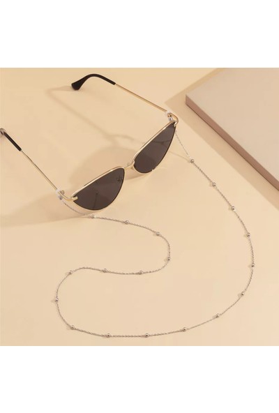 Platin Hediyelik Gümüş Renk Toplu Zincir Güneş Gözlüğü Zinciri Gözlük Ipi Askısı Aksesuarı