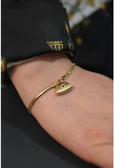 Aydın Kuyumculuk 14 Ayar Altın Ezme Zincirli Çantalı Bileklik AGBLK251