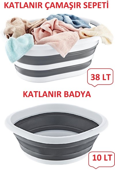Intekcity Mega Katlanır Sepet 38 Lt & Katlanır Badya 10 Lt