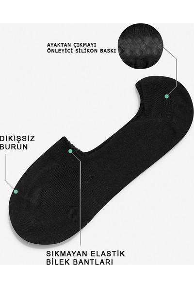 Mem Socks 6'lı Silikonlu Babet Çorap