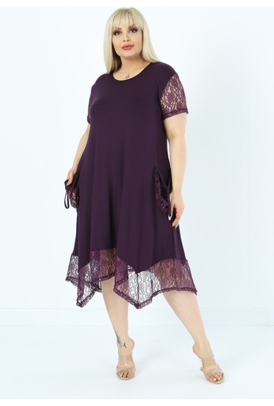 1fazlası Kadın Büyük Beden Salaş Cepli Tül Detaylı Elbise 1fazlası Kadın Büyük Beden Salaş Cepli Tül Detaylı Elbise