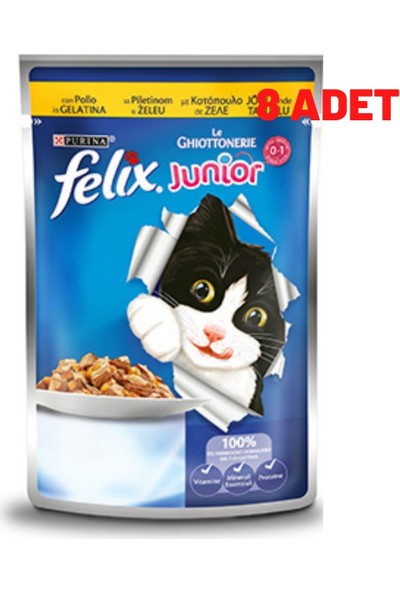 Felix Tavuklu Yaş Yavru Kedi Maması 100 gr x 8 Adet Felix Tavuklu Yaş Yavru Kedi Maması 100 gr x 8 Adet