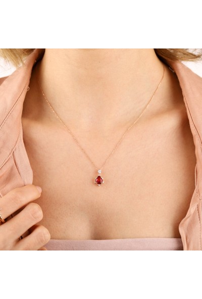 Sembol Gold 1.13 Karat Pırlanta Ruby Kolye