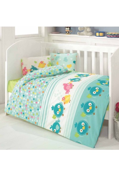 Zambak Ranforce Bebek Nevresim Takımı - Mavi