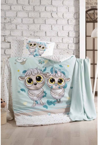 Kristal Happy Lambs Ranforce Bebek Nevresim Takımı - Mavi Kristal Happy Lambs Ranforce Bebek Nevresim Takımı - Mavi