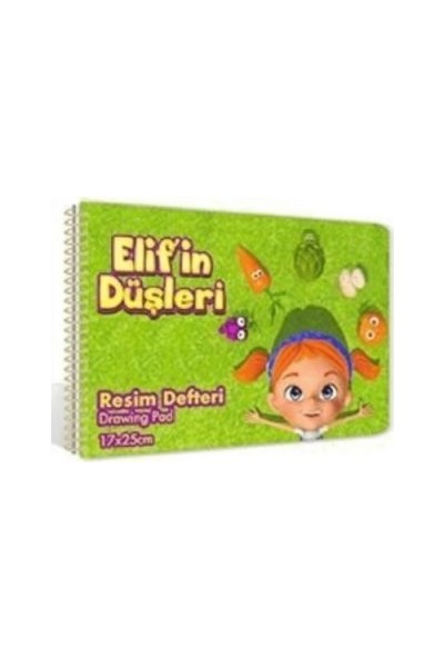 Adel Elif'in Düşleri Spiralli Karton Kapak Resim Defteri 17 x 25 cm