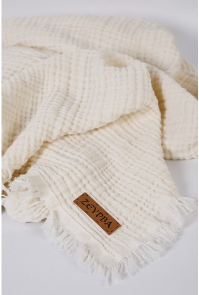 Zeypba Ekru 4 Katlı Müslin Bebek&çocuk Müslin Battaniye 110 x 120 cm (Yeni Koleksiyon)