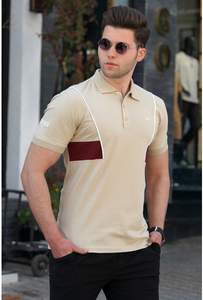 Madmext Bej Polo Yaka Erkek Tişört 5243