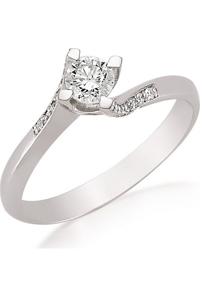 Emel Pırlanta 0.40 Ct. Pırlanta Kolu Taşlı Tektaş Yüzük Emel Pırlanta 0.40 Ct. Pırlanta Kolu Taşlı Tektaş Yüzük