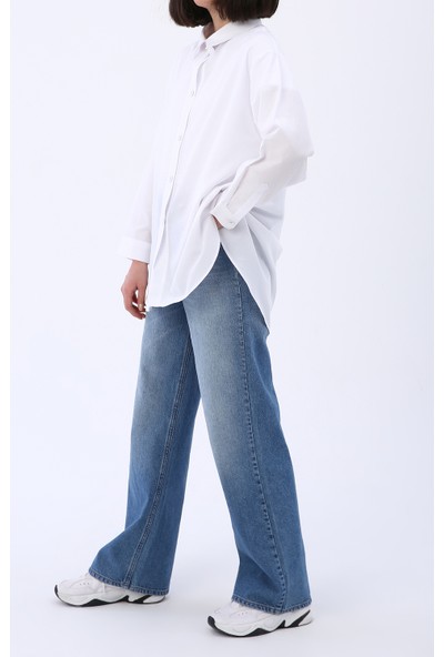 ALLDAY Kumaş Kaplamalı Düğmeli Oversize Gömlek ALLDAY Kumaş Kaplamalı Düğmeli Oversize Gömlek