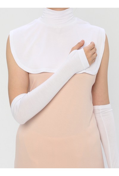 Yakalık&kolluk Ikili Set- Beyaz - Ecardin Yakalık&kolluk Ikili Set- Beyaz - Ecardin