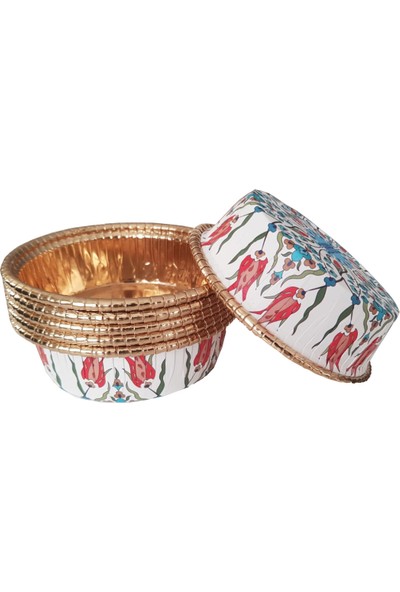 Roll-Up Premium Lale Desenli Beyaz Yuvarlak Tatlı Kase 6lı Roll-Up Premium Lale Desenli Beyaz Yuvarlak Tatlı Kase 6lı