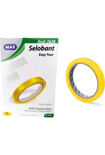 Mas Bant Büro Ofis 12 mm x 66 M 12'li