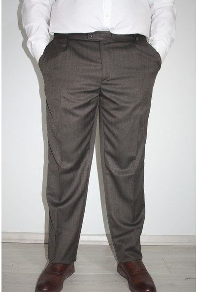 Jack Paul Erkek Kahverengi Geniş Kesim Tek Pileli Balıksırtı Kumaş Pantolon