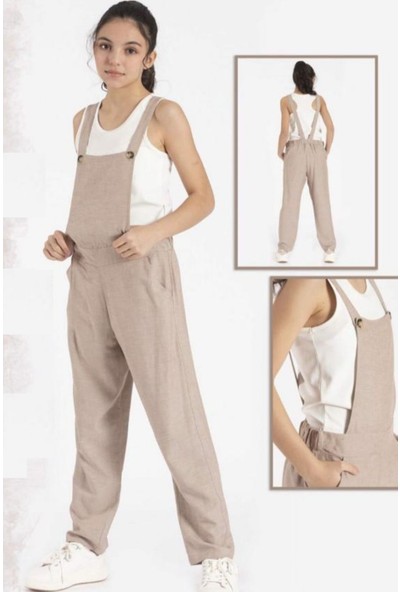 Riccotarz Kız Çocuk Bahçivan Bej Tulum