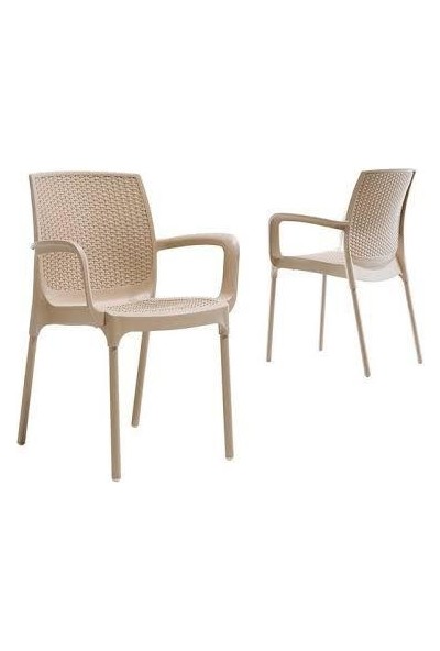 Novussi 4 Adet Novussi Sunset Rattan Kollu Sandalye Koltuk Kapiçino Novussi 4 Adet Novussi Sunset Rattan Kollu Sandalye Koltuk Kapiçino