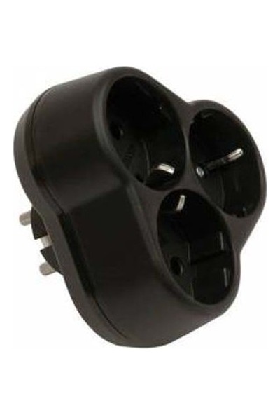 Akım Topraklı Fişli Renkli 3'lü Priz Golyat Akım Siyah