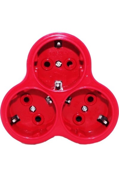 Akım Topraklı Fişli Renkli 3'lü Priz Golyat Akım Kırmızı Akım Topraklı Fişli Renkli 3'lü Priz Golyat Akım Kırmızı