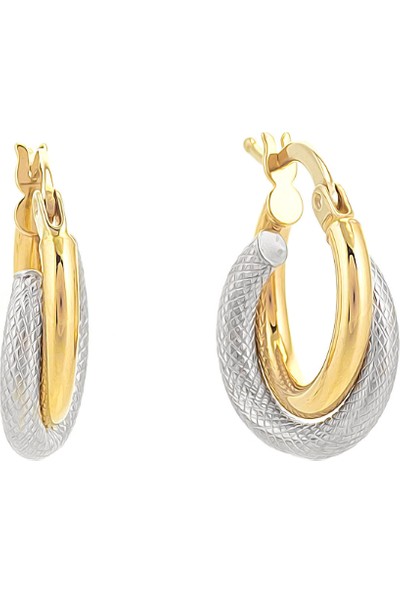 Prenses Pırlanta Kadın 14 Ayar Altın Fantezi Sarı Beyaz Halka Küpe Prenses Pırlanta Kadın 14 Ayar Altın Fantezi Sarı Beyaz Halka Küpe