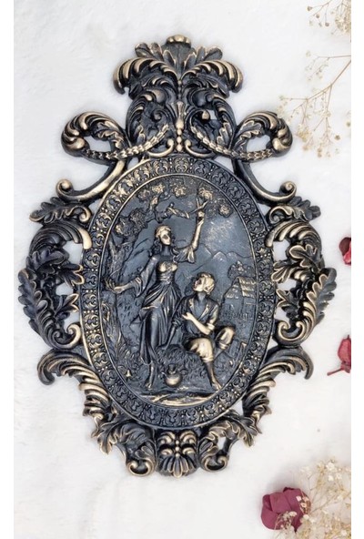 Hd Marketim Dekoratif Siyah Üzeri Antik Eskitme Duvar Objesi Markiz Tablo