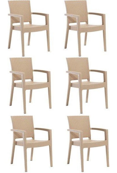 Rattan 6 Adet Capissi Zeugma Rattan Kollu Sandalye Koltuk Kapiçino Rattan 6 Adet Capissi Zeugma Rattan Kollu Sandalye Koltuk Kapiçino