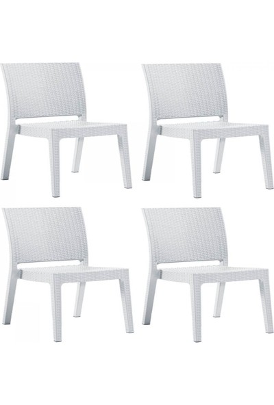 Sadık Plastik 4 Adet Zeugma Rattan Kolsuz Sandalye Beyaz Sadık Plastik 4 Adet Zeugma Rattan Kolsuz Sandalye Beyaz
