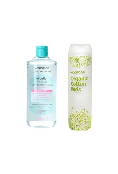Watsons Micellar Makyaj Temizleme Suyu 400 ml ve Watsons Pamuk 80'li