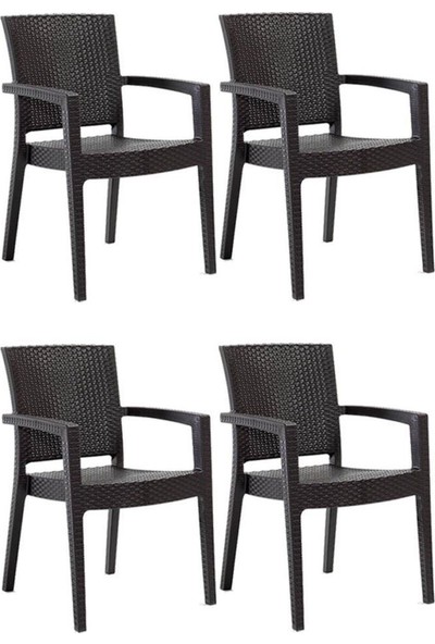 Novussi 4 Adet Novussi Paris Rattan Kollu Sandalye Koltuk Kahve Novussi 4 Adet Novussi Paris Rattan Kollu Sandalye Koltuk Kahve