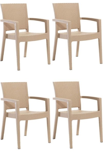 Novussi 4 Adet Novussi Paris Rattan Kollu Sandalye Koltuk Kapiçino Novussi 4 Adet Novussi Paris Rattan Kollu Sandalye Koltuk Kapiçino