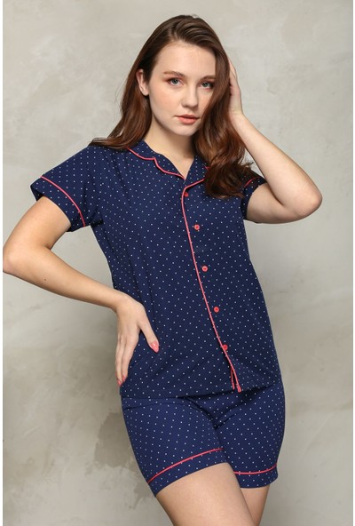 Lilian Corel Woven L40086 Kadın Lacivert Şort Set