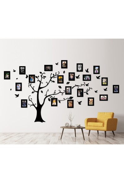 Aynam Ahşap Soy Ağacı Aile Ağacı 20 Çerçeveli Duvar Dekoru